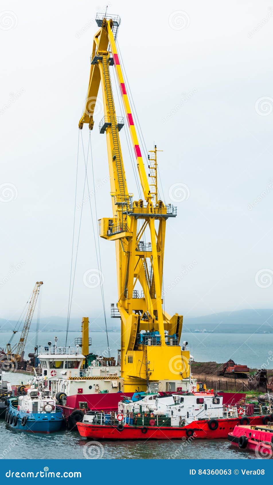 Floating Cranes on the Construction Stock Image - Image of freight ...