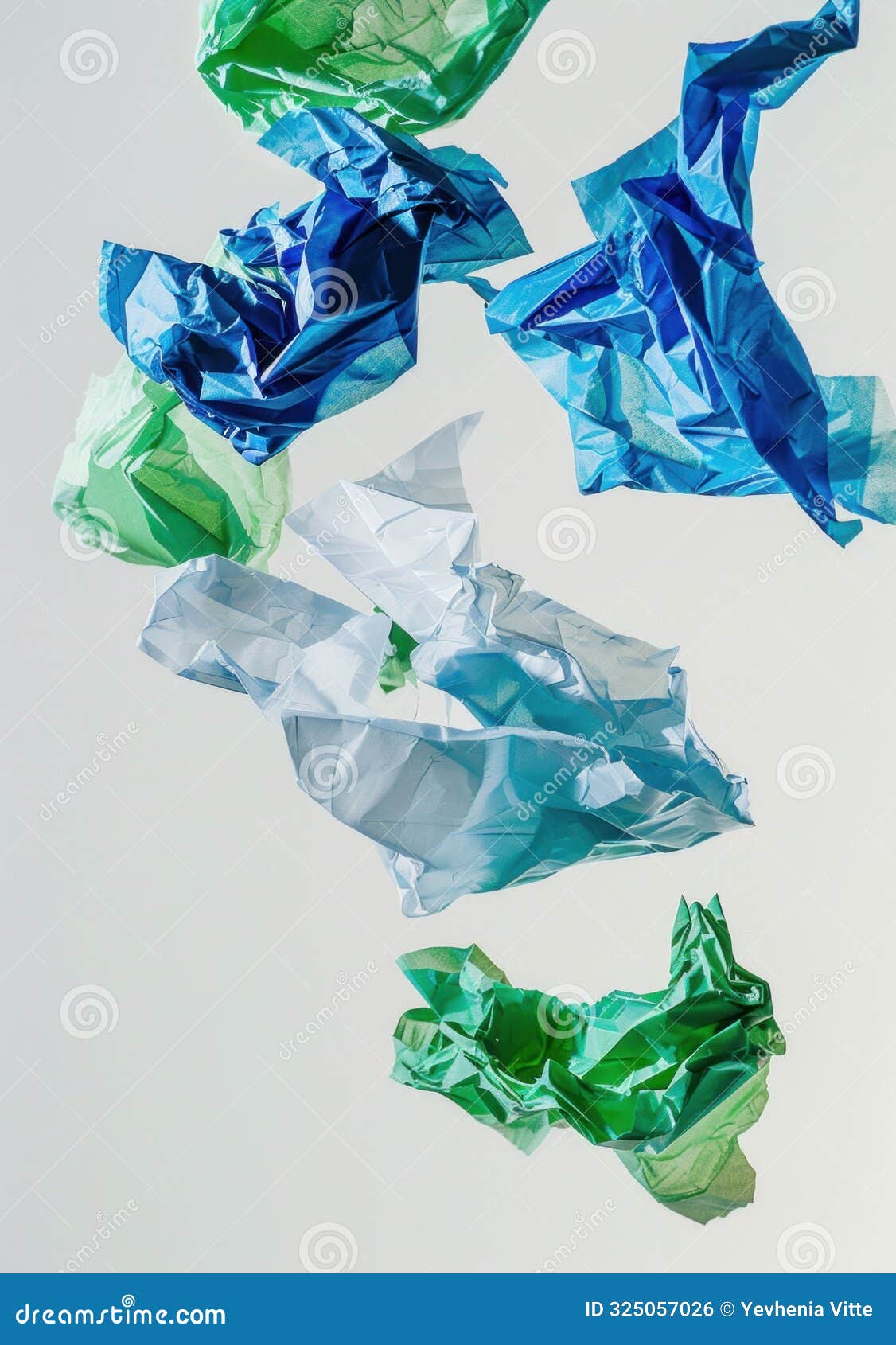 Floating Crumpled Colored Paper. Generative Ai Stock Illustration ...