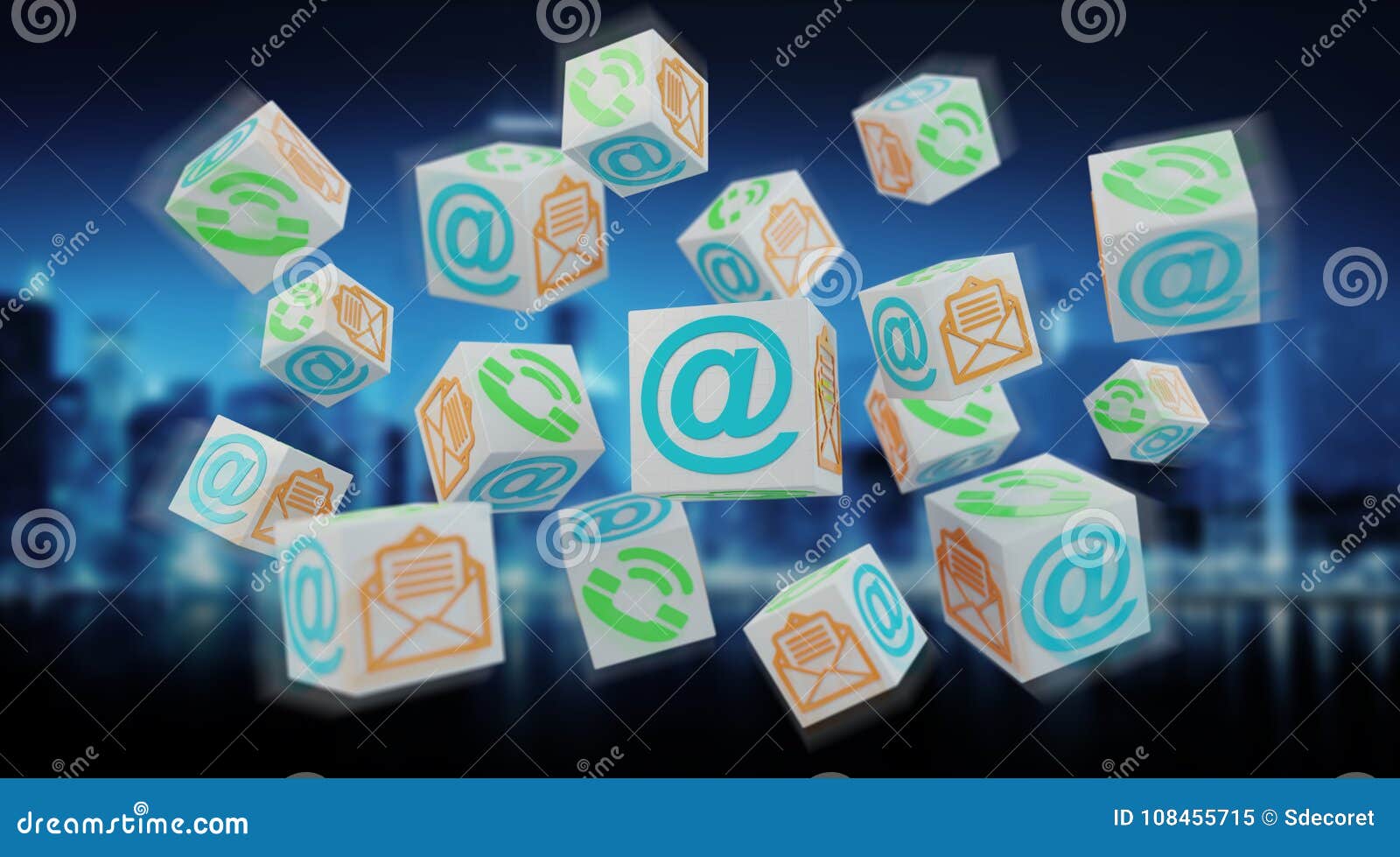 Floating Cube Contact 3D Rendering Stock Illustration - Illustration of ...