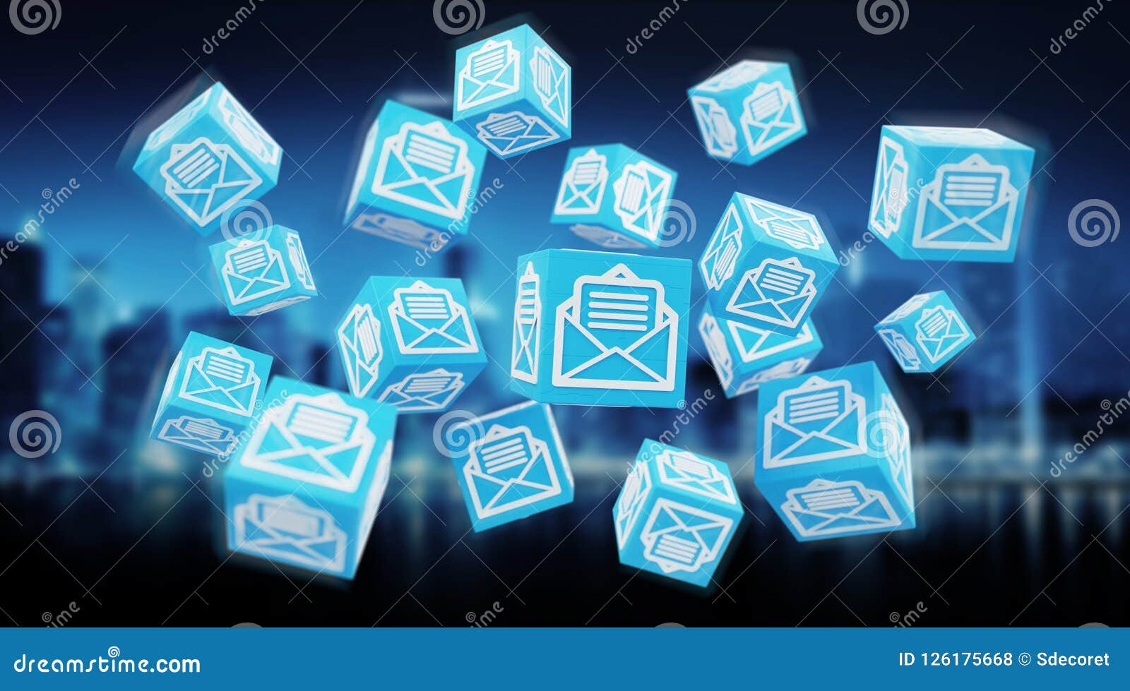 Floating Cube Emails Illustration 3D Rendering Stock Illustration ...