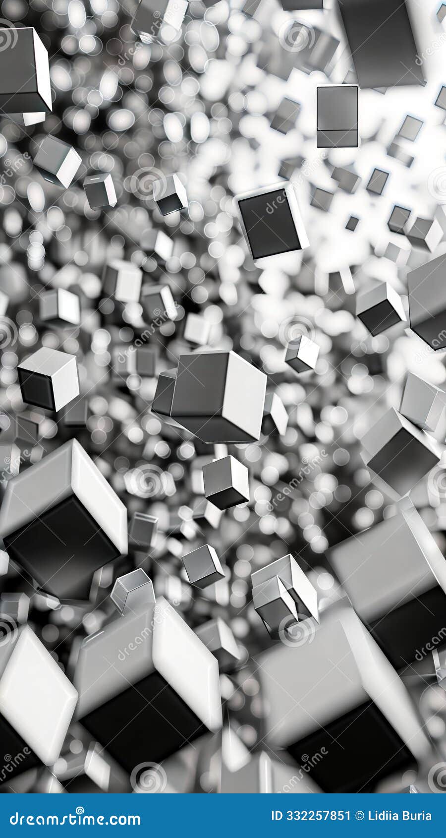 Monochromatic Floating Cubes and Spheres, Generative Ai Stock ...