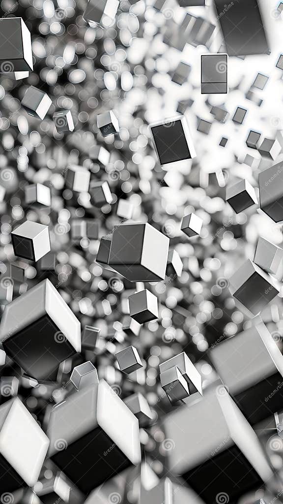 Monochromatic Floating Cubes and Spheres, Generative Ai Stock ...