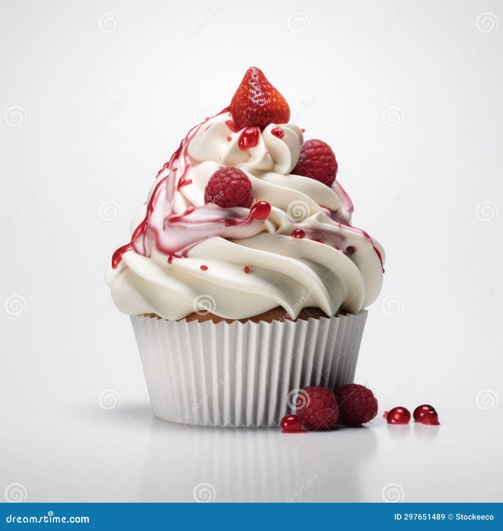 Floating Cupcake with Raspberries - Realistic Still Life with Dramatic ...