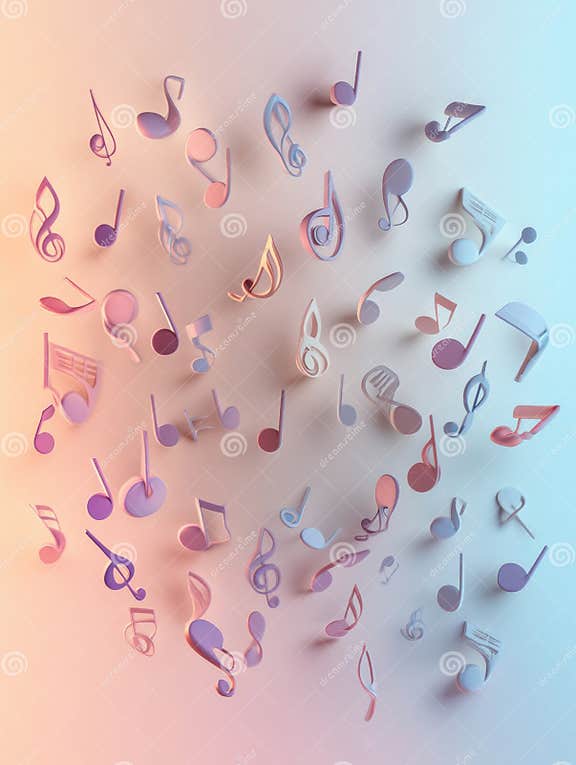Colorful 3D Music Notes Floating in a Soft Gradient Background Creating ...
