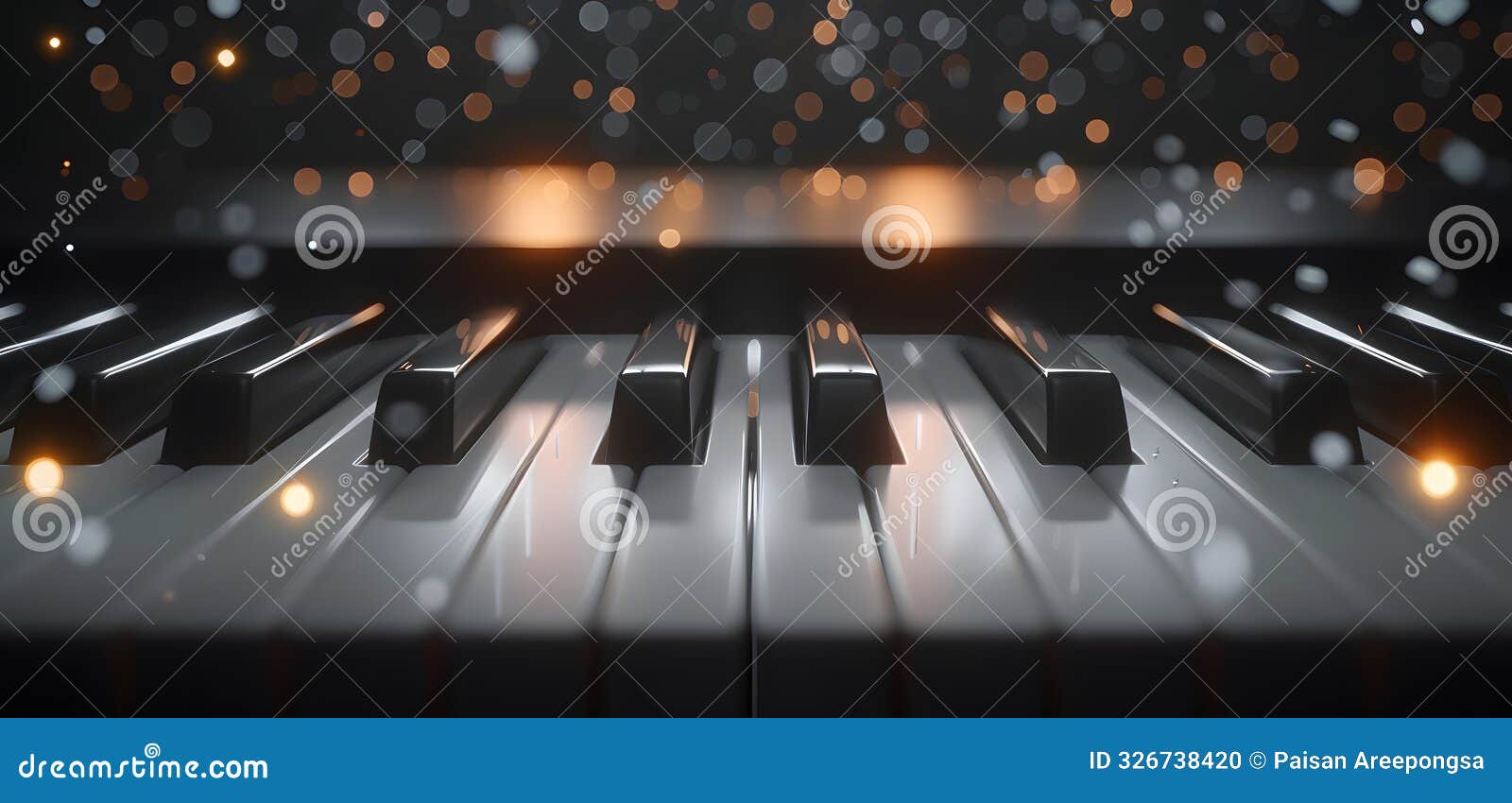 Floating 3D Piano Keys with Glowing Effects in a Digital Space Stock ...