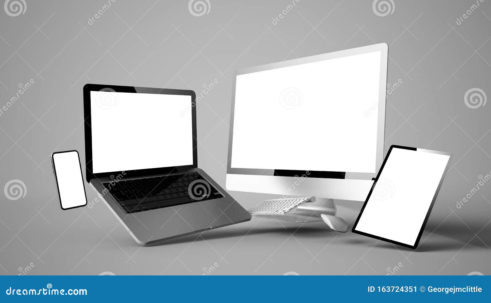 Set Of Devices. Mockup With Set Of Devices. Realistac Mockup Templates ...