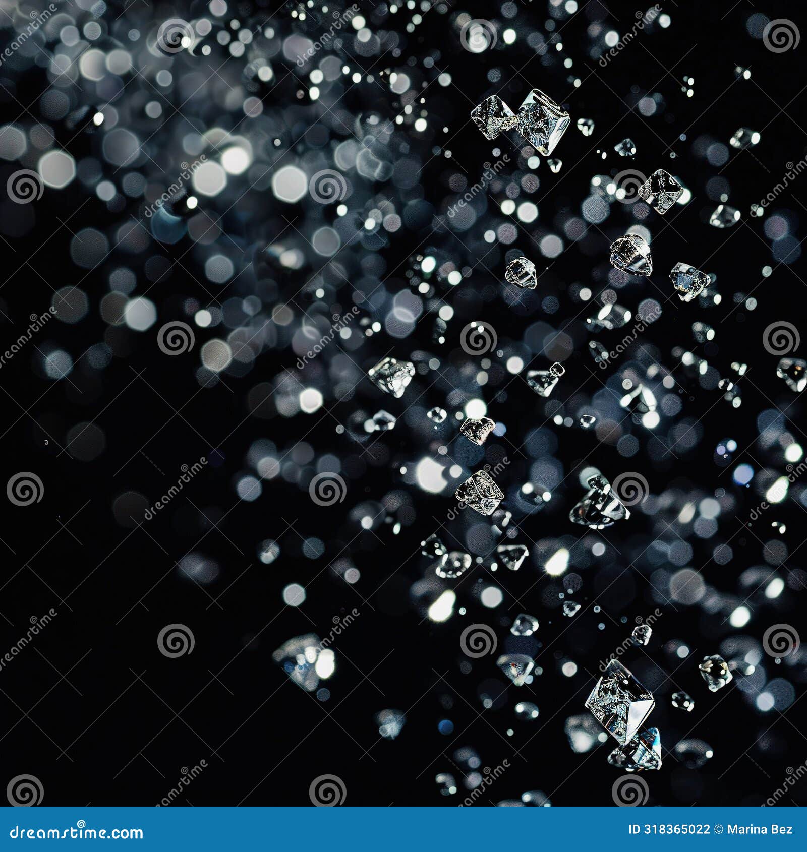 Floating Diamonds Scattered Across a Dark Shimmering Background Stock ...