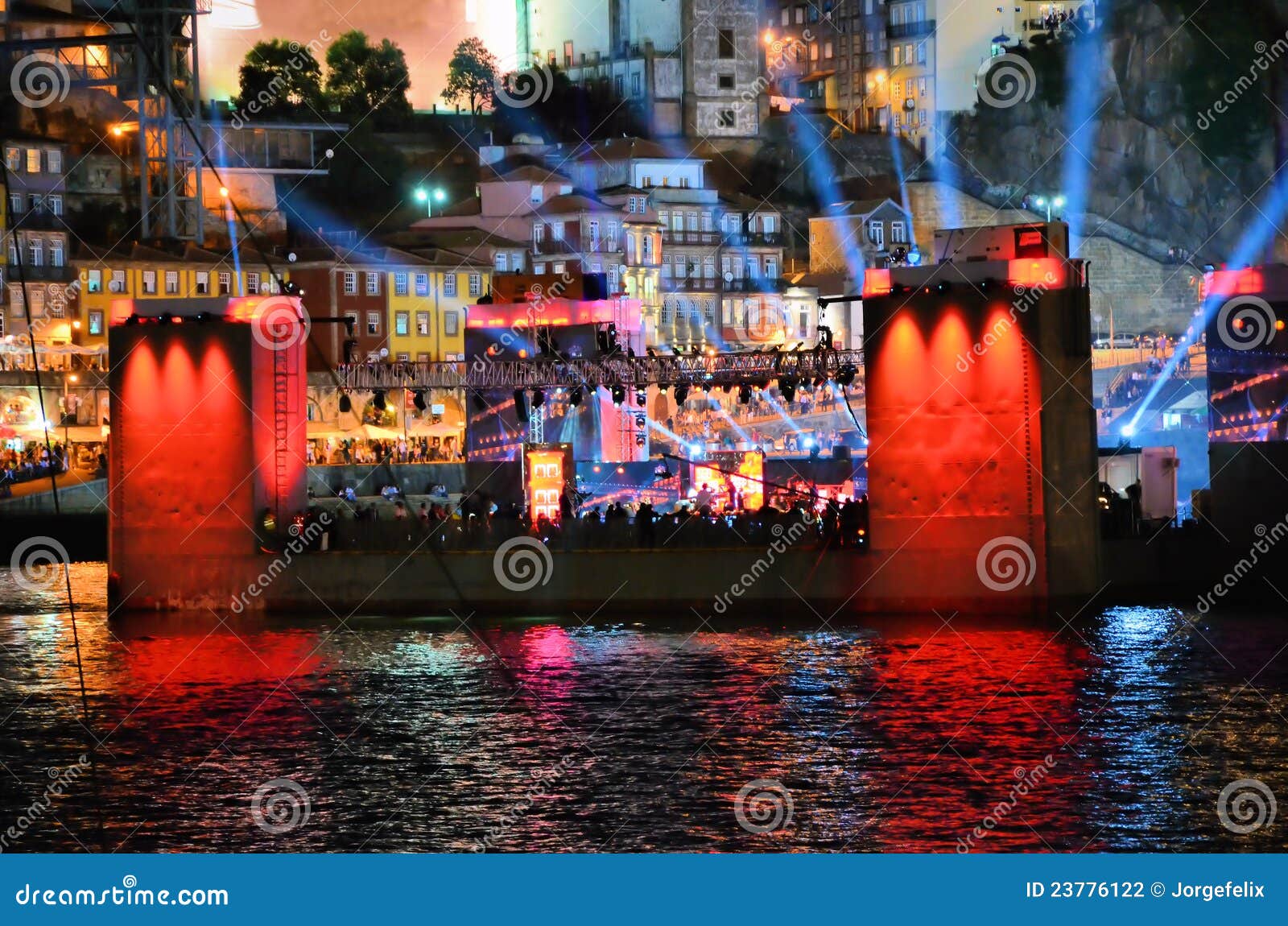 Floating Dock for the Presentation of a Musical Co Stock Photo - Image ...