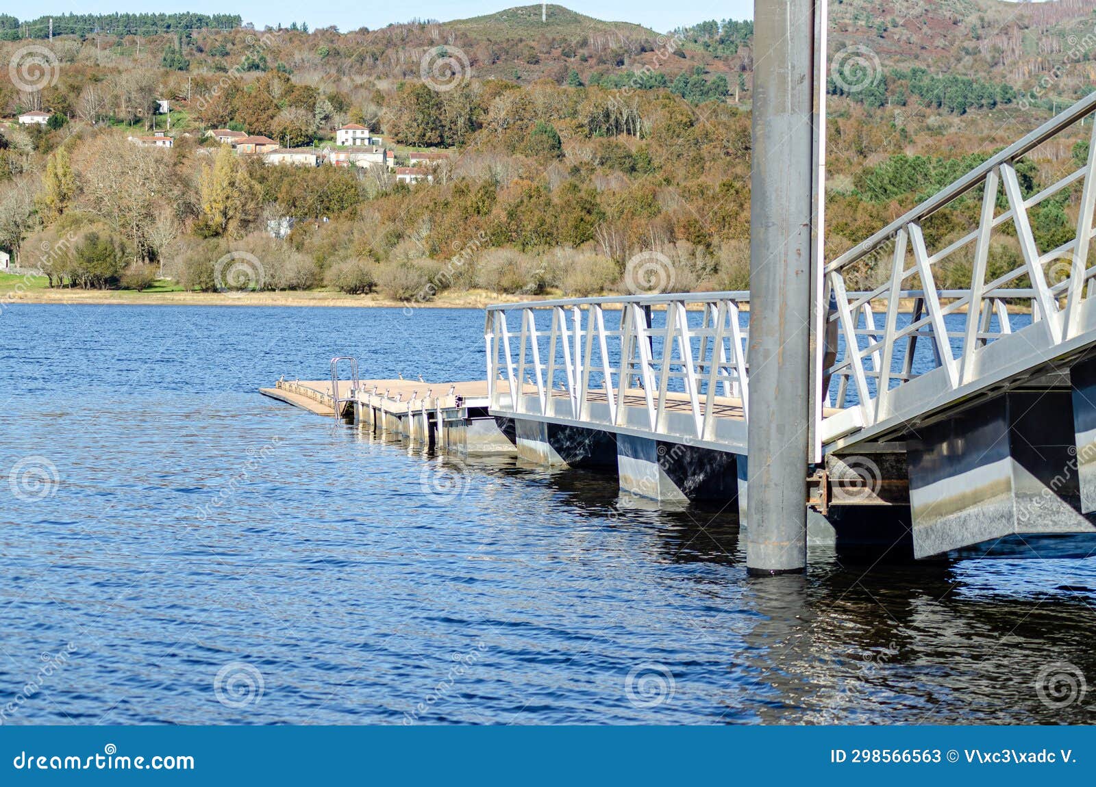 Floating Dock on the Shore of a Reservoir Stock Image - Image of ...