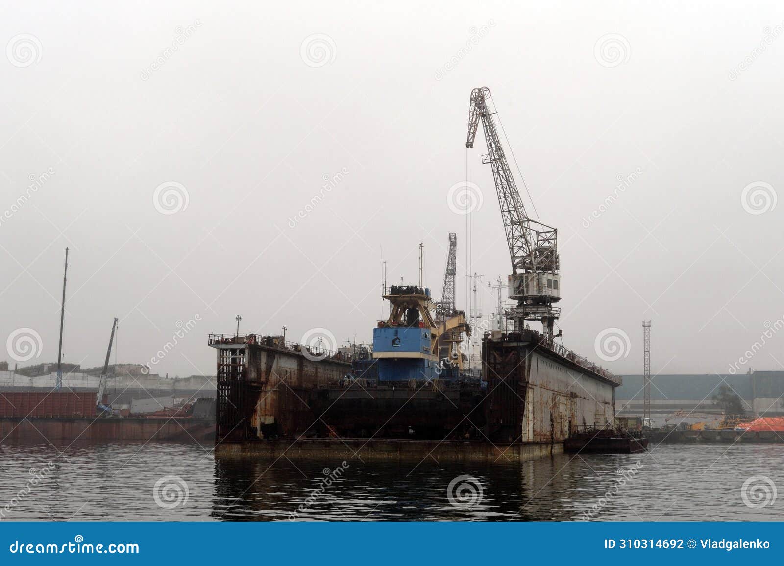 Floating Dock at the Slavyansk Shipyard Stock Photo - Image of cloudy ...