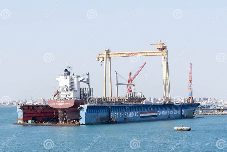 Floating Dock in the Suez Shipyard Editorial Photography - Image of ...