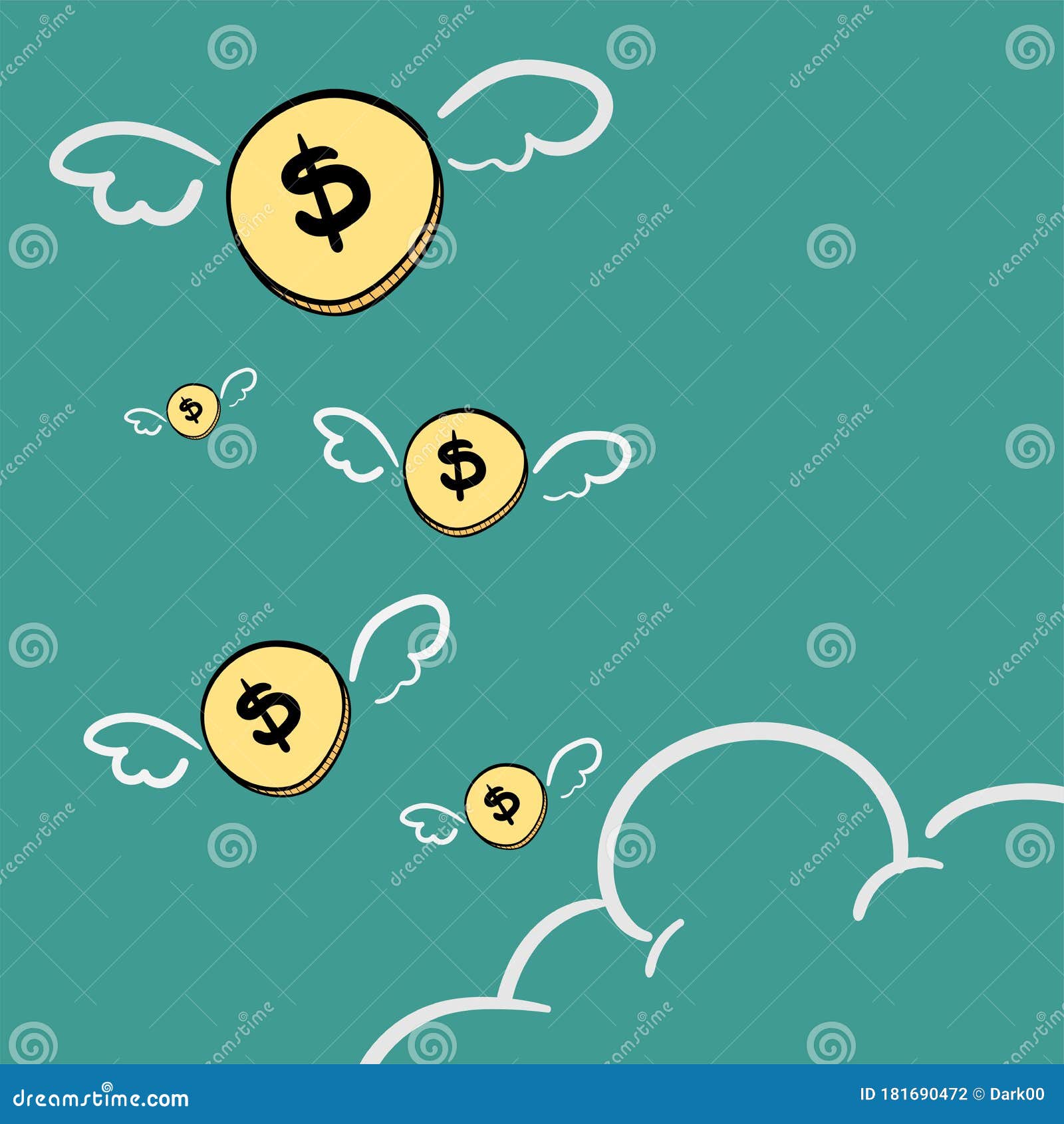 Hand Draw Sketch of the Floating of the Dollar Stock Vector ...
