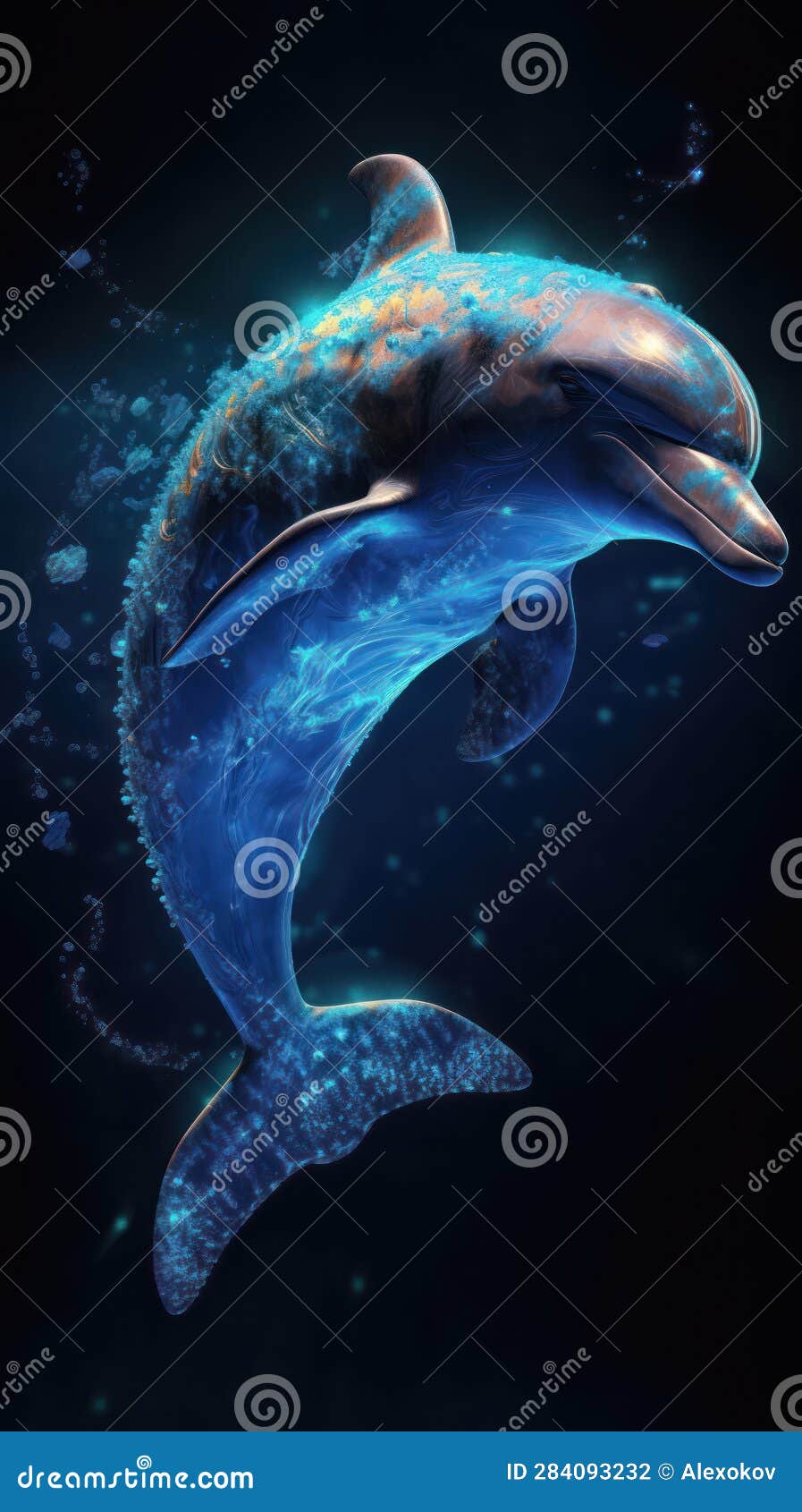 Floating Dolphin in Colorful Water AI Generated Stock Illustration ...