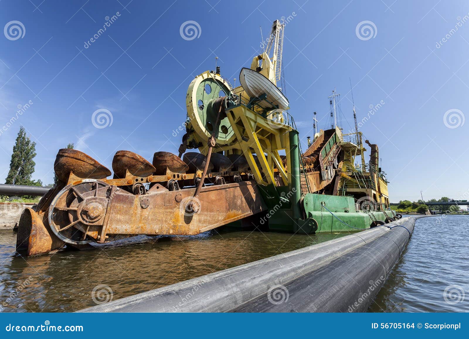 The Floating Dredge on the River Stock Photo - Image of outdoor, harbor ...