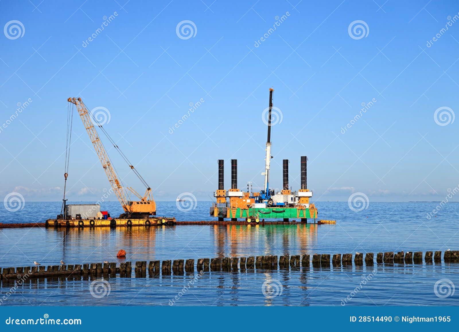 Floating dredging platform stock photo. Image of barge - 28514490
