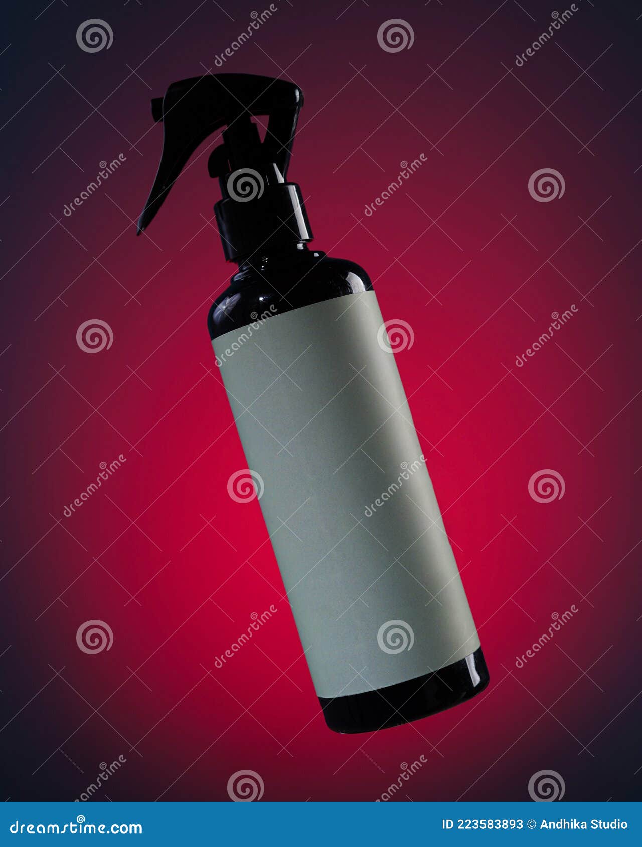 Floating Empty Bottle Packaging Isolated on Elegant Red Background ...