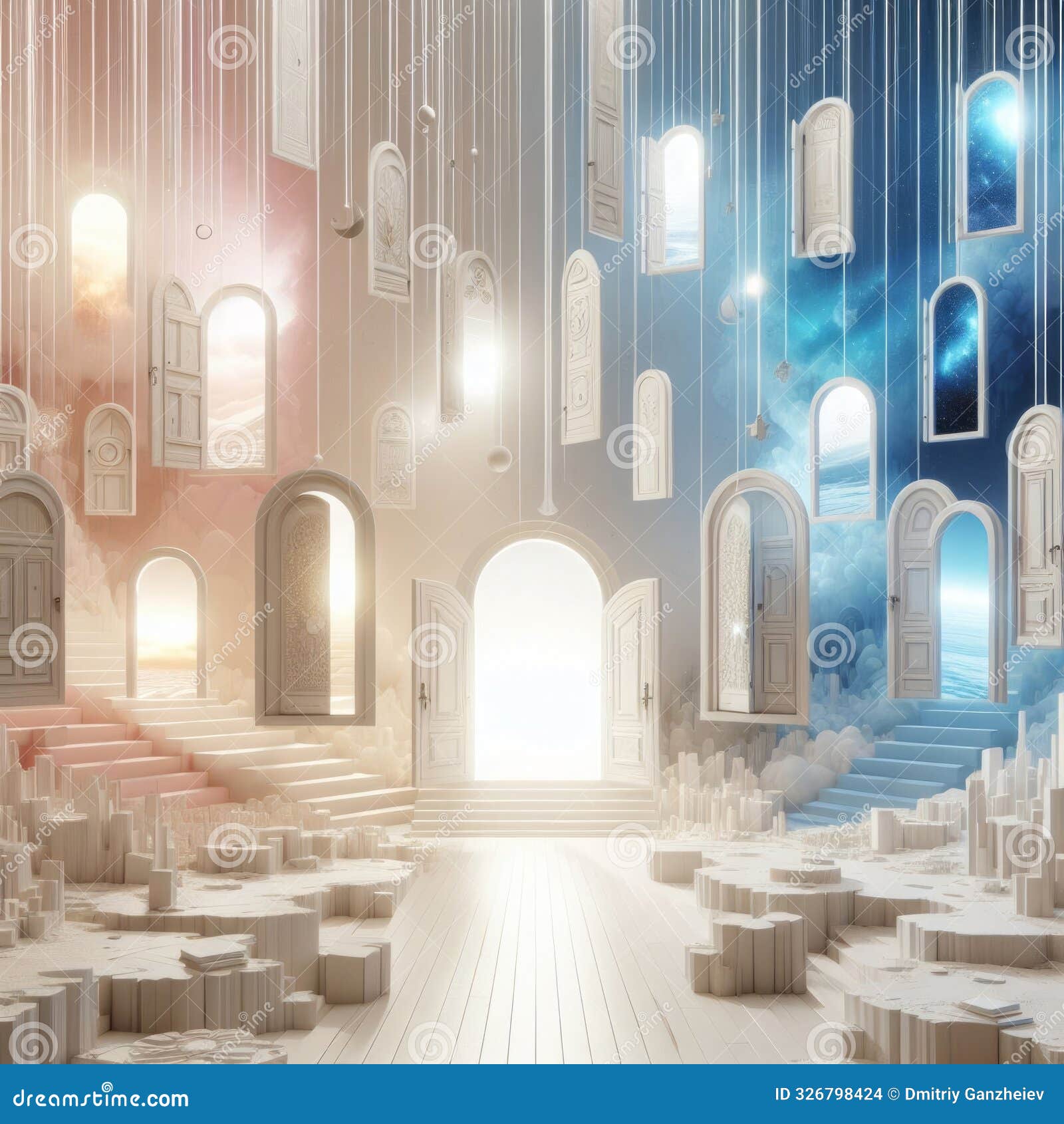 Floating Etheric Entrances stock illustration. Illustration of surreal ...