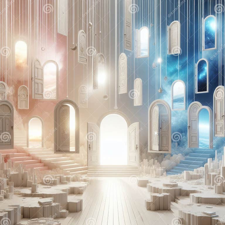 Floating Etheric Entrances stock illustration. Illustration of surreal ...