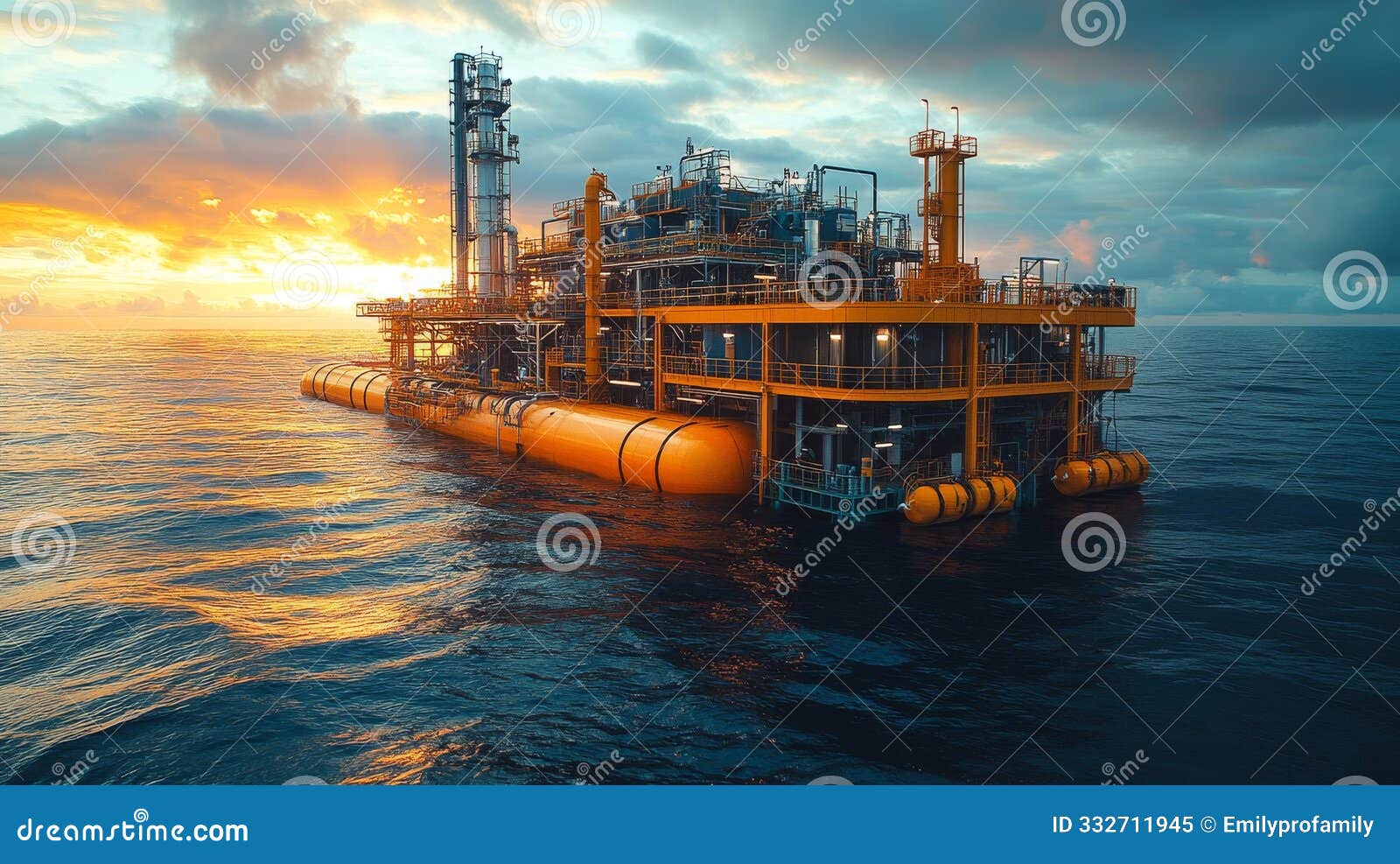 Floating Facility Captures Carbon Emissions at Sunset, Showcasing ...