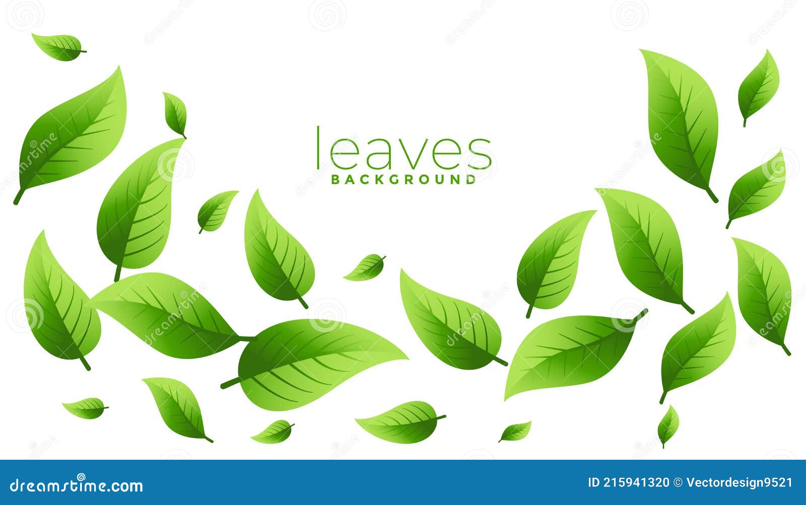 Floating or Falling Green Leaves Background Design Stock Vector ...