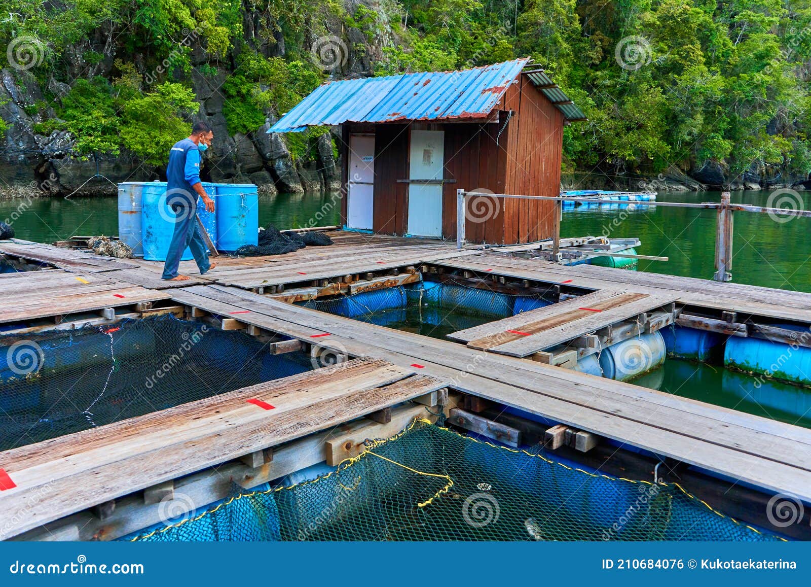 A Floating Fish Farm on the Island of Langkawi in Malaysia Editorial ...