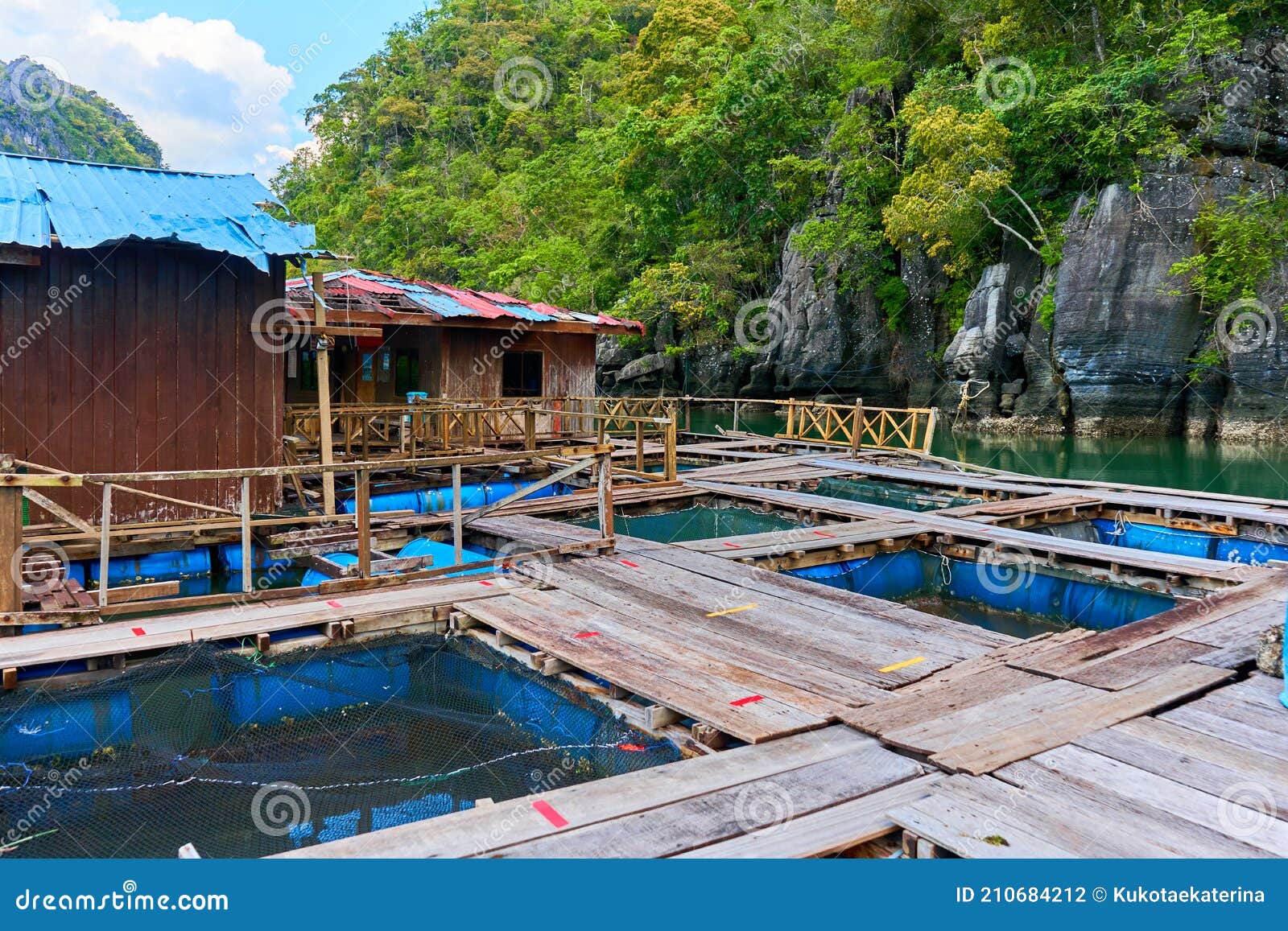 A Floating Fish Farm on the Island of Langkawi in Malaysia Stock Photo ...