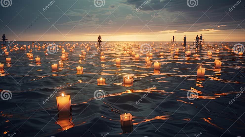 Floating Flames in the Night Stock Illustration - Illustration of ...