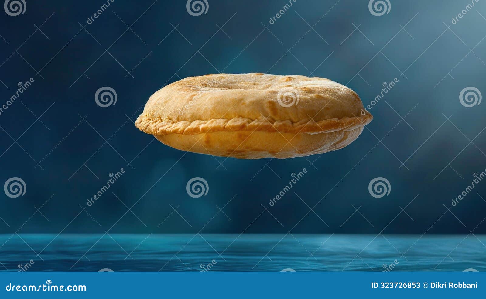 Floating Flatbread On A Blue Background Royalty-Free Stock Photo ...