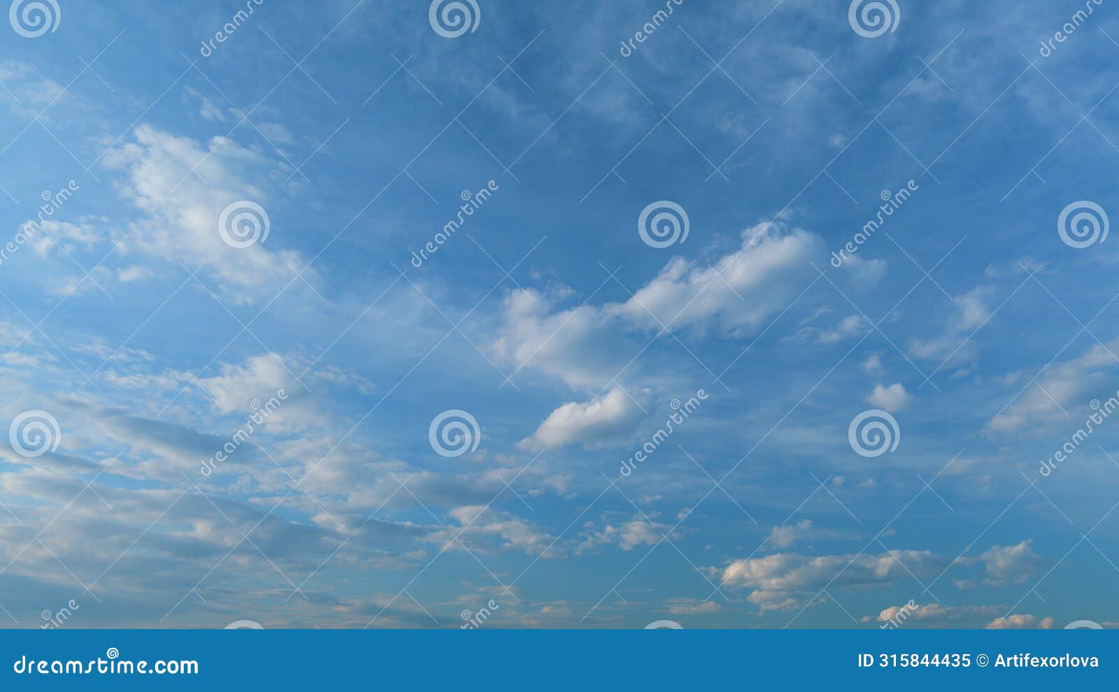 Floating Fluffy Clouds. Two Layers of Cloudiness. Blue Summer Sky with ...