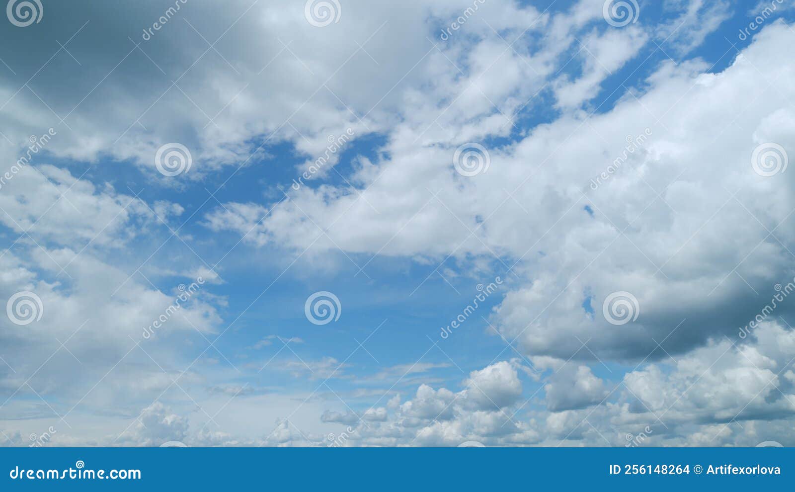 Floating Fluffy Clouds. Two Layers of Cloudiness. Blue Summer Sky with ...