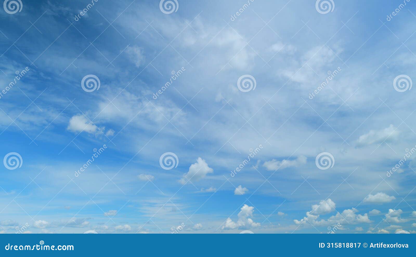 Floating Fluffy Clouds. Two Layers of Cloudiness. Blue Summer Sky with ...