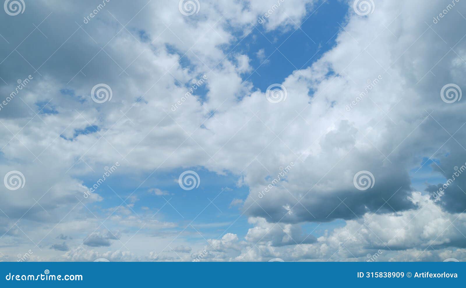Floating Fluffy Clouds. Two Layers of Cloudiness. Blue Summer Sky with ...