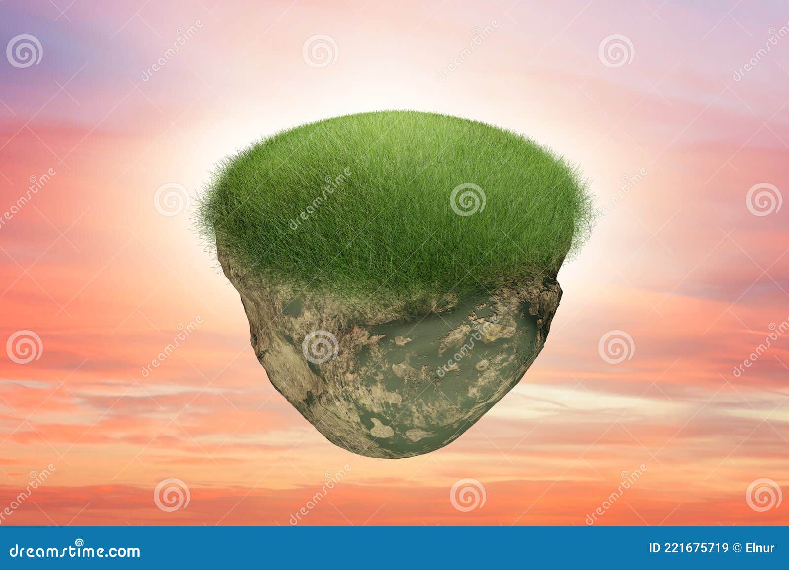 Floating Flying Island in Ecological Concept - 3d Rendering Stock ...