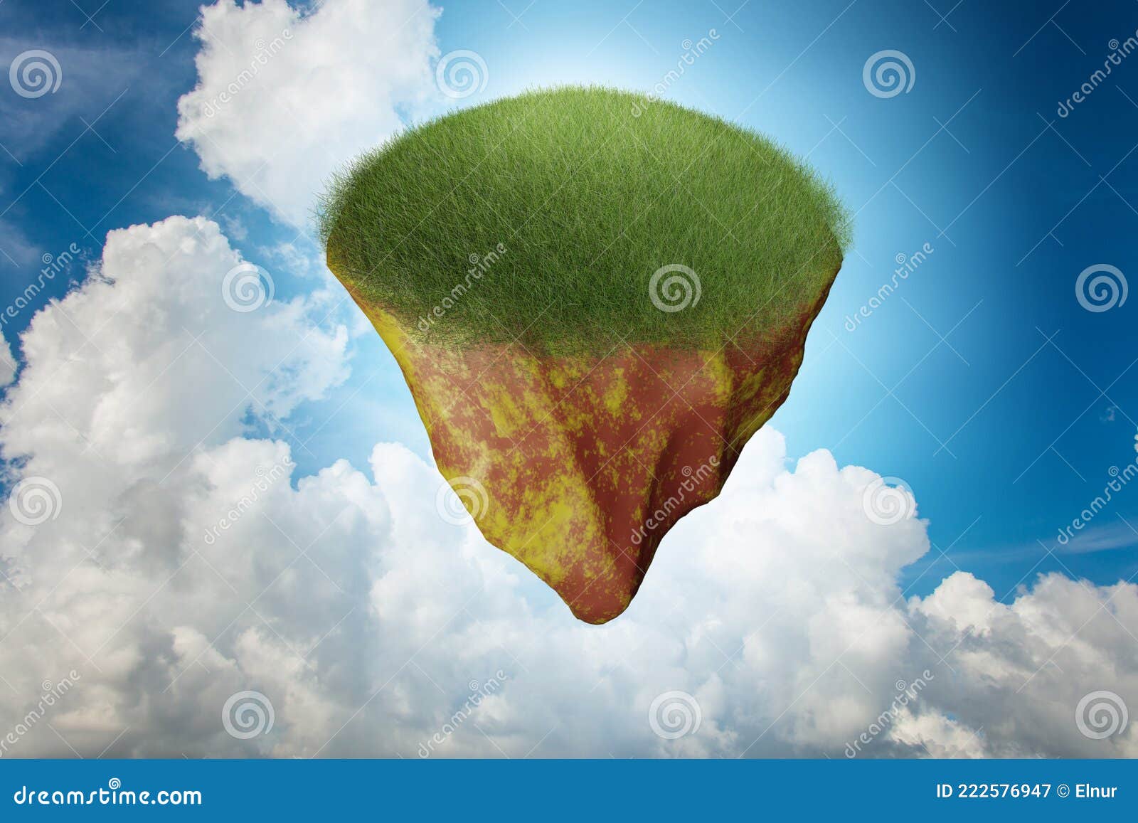 Floating Flying Island in Ecological Concept - 3d Rendering Stock ...