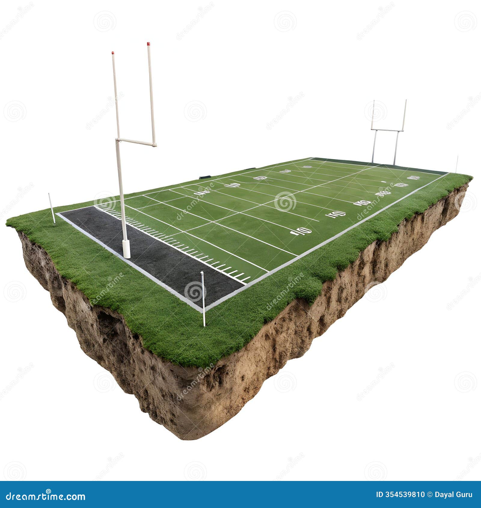 Floating Football Field Isolated on White Background Stock Illustration ...