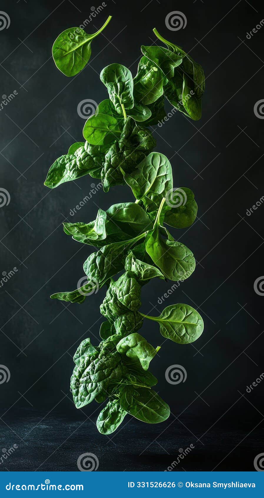 Floating Fresh Spinach Leaves on Dark Background Stock Photo - Image of ...