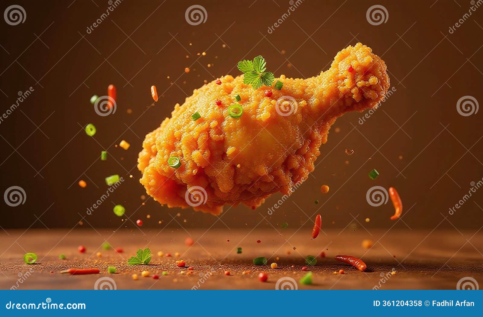 Floating Fried Chicken Exploding Ingredients Bright Colors Stock ...