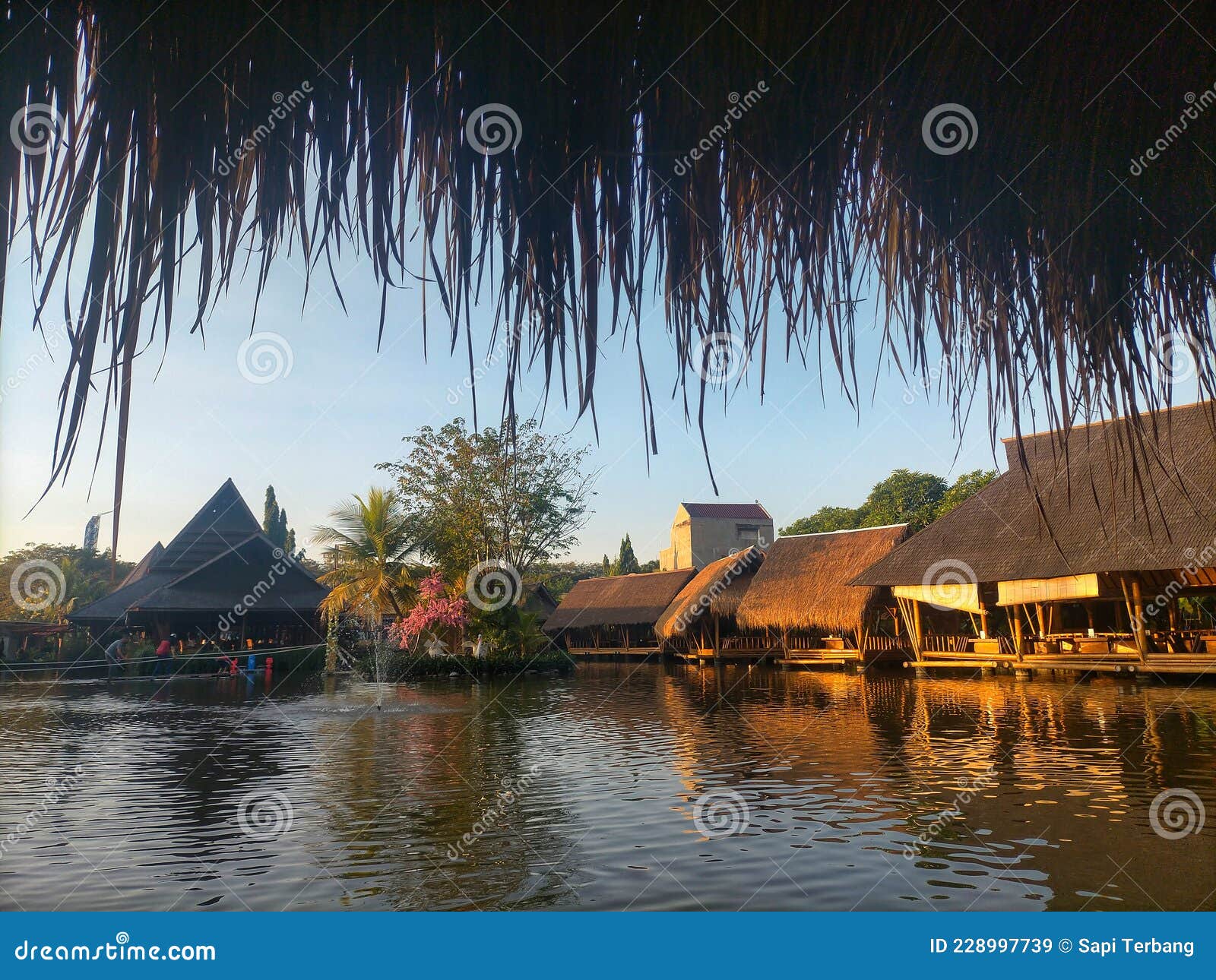 Floating Gazebo and Mini Garden in the Afternoon Stock Image - Image of ...