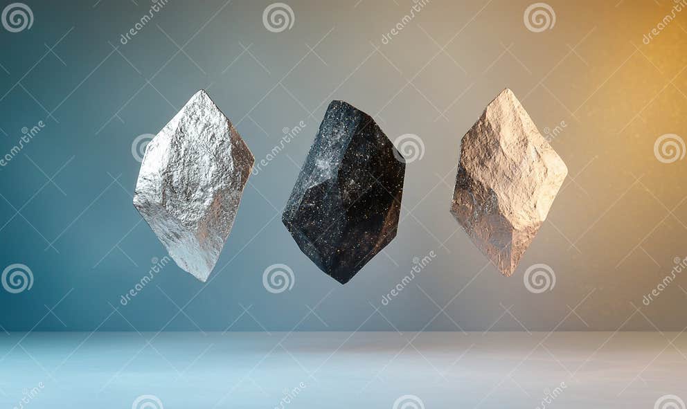 Floating Gemstones on Gradient Background Stock Illustration ...