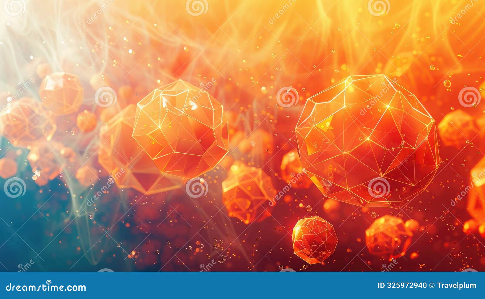 Floating Geometric Shapes, Glowing Pumpkin-shaped Polyhedrons Float in ...