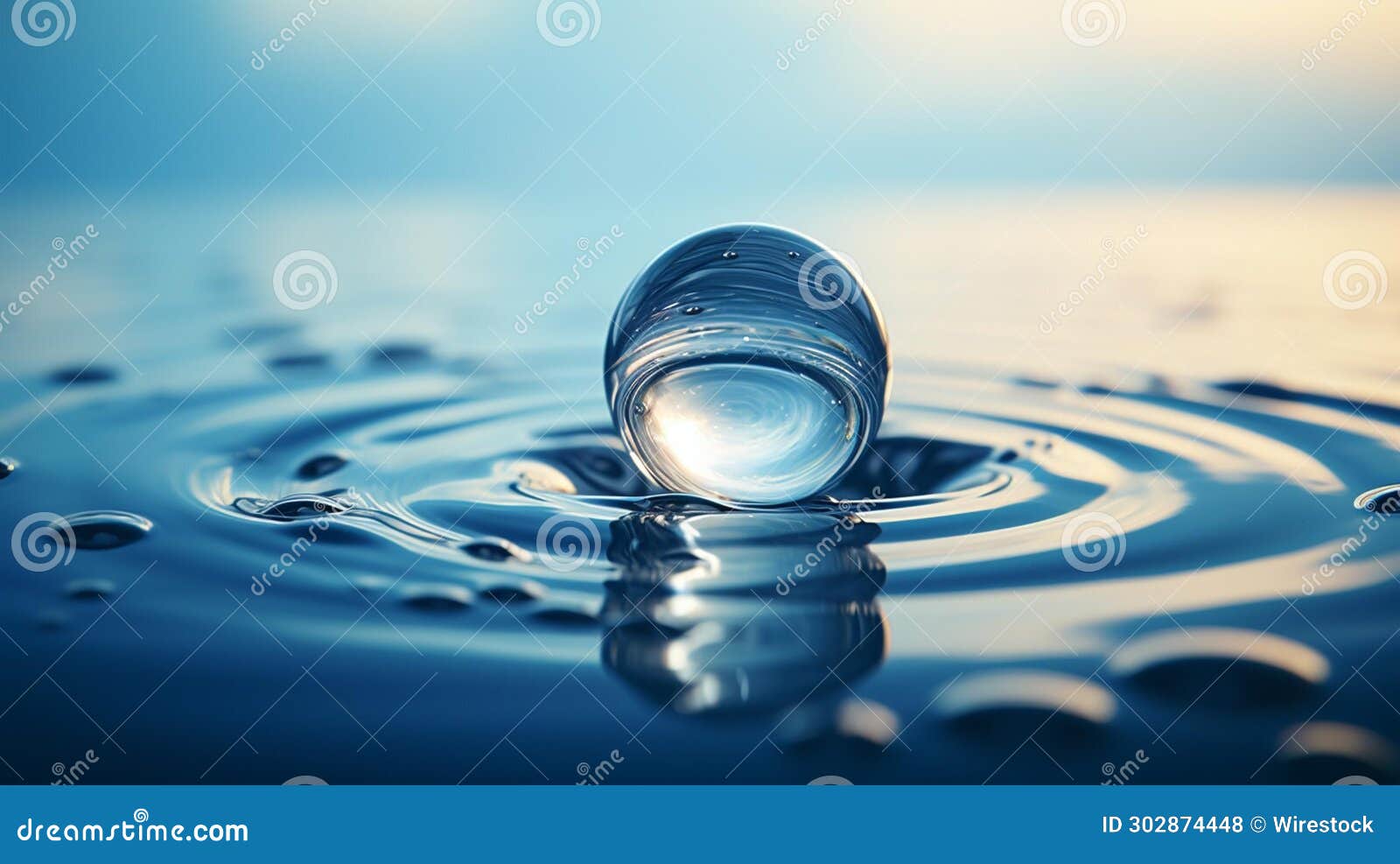 Floating Glass Ball in a Clear Blue Body of Water Stock Illustration ...