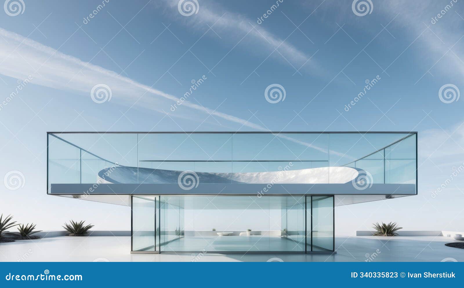 Floating Glass Terrace with Lunar-inspired Design. Stock Image - Image ...