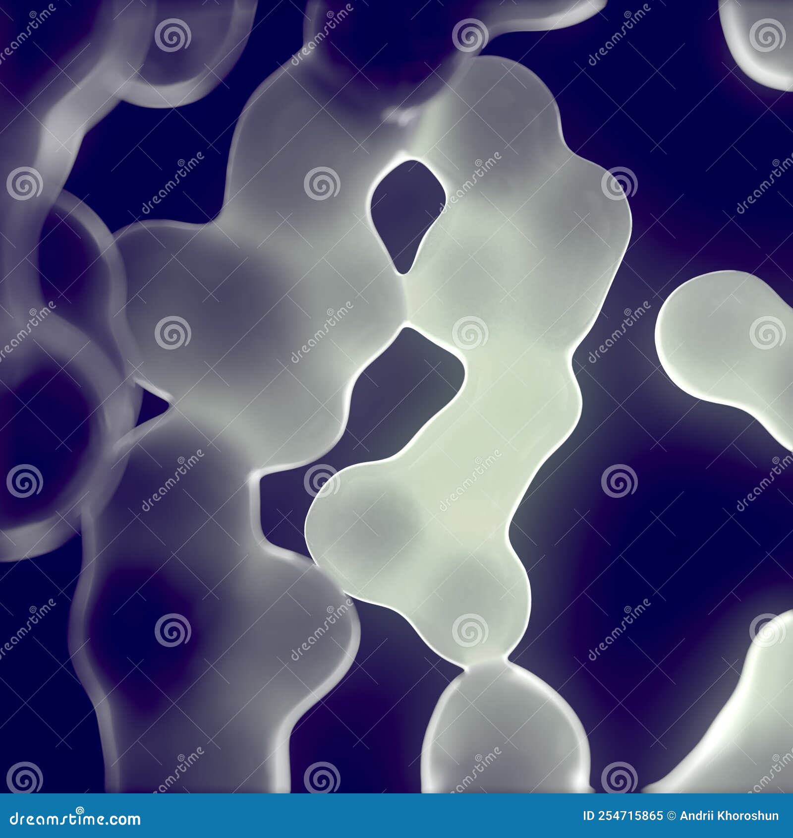 Floating Glowing Blobs with Depth of Field Effect. 3d Rendering ...