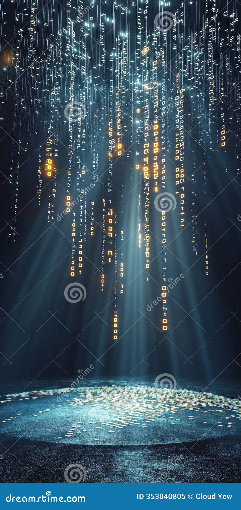 Floating Glowing Numbers in a Dark Space Creating a Futuristic Data ...