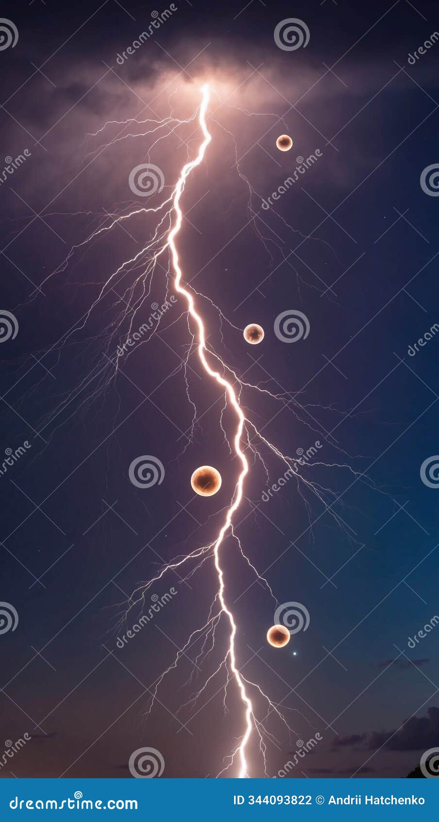 Floating Glowing Orbs Of Lightning Hovering In Night Sky Royalty-Free ...