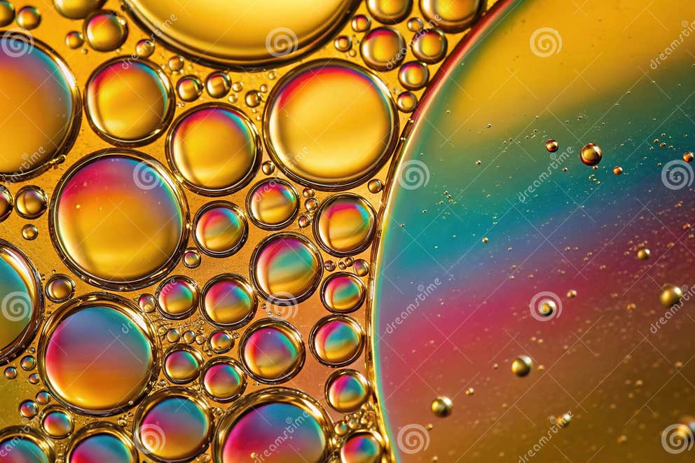 Floating Golden Oil Droplets Create Vibrant Patterns on Water Surface ...