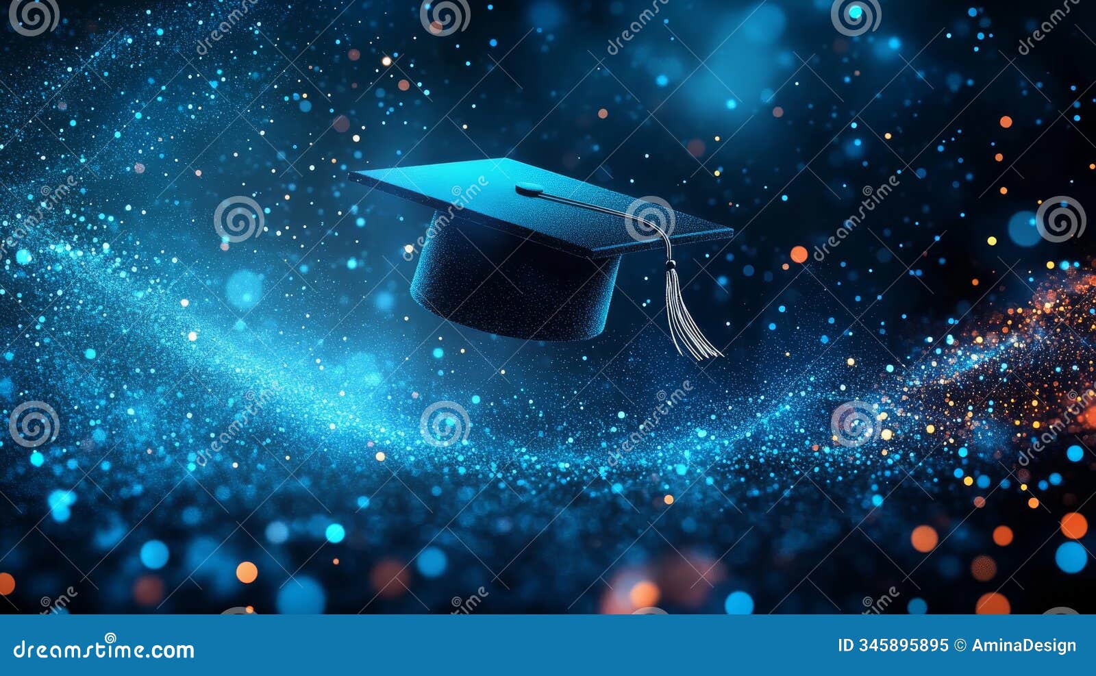 A Floating Graduation Cap Set Against an Abstract Digital Space Full of ...