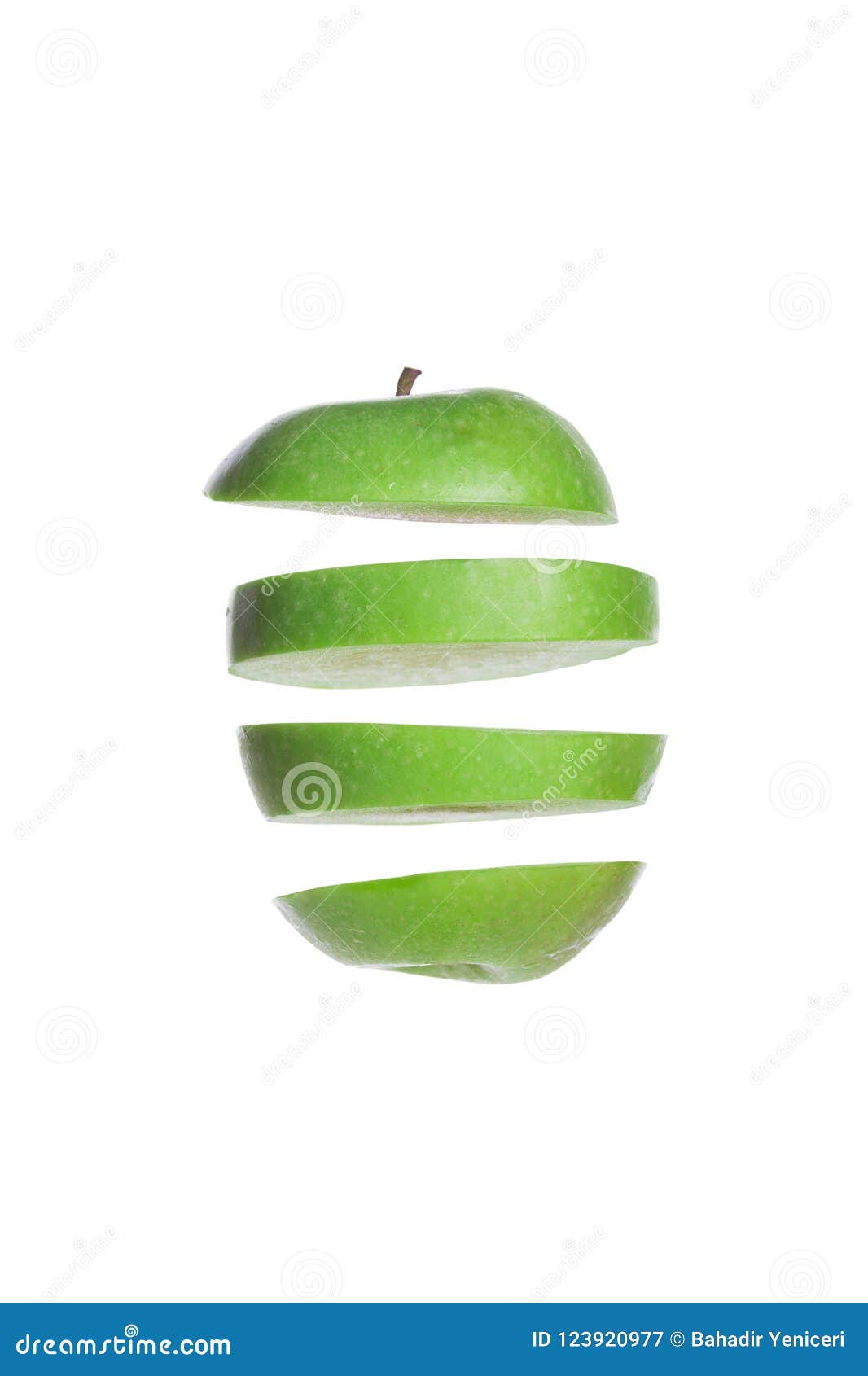 Floating Green Apple Slices Stock Image - Image of kitchen, cooking ...