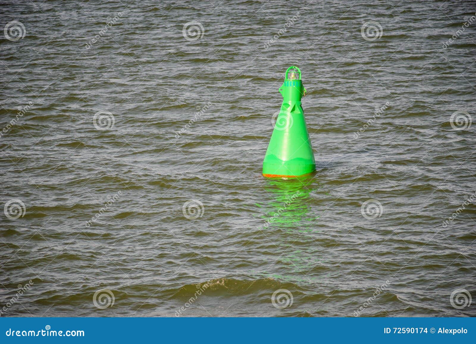 Floating Green Buoy on Blue Water Stock Photo - Image of reflection ...