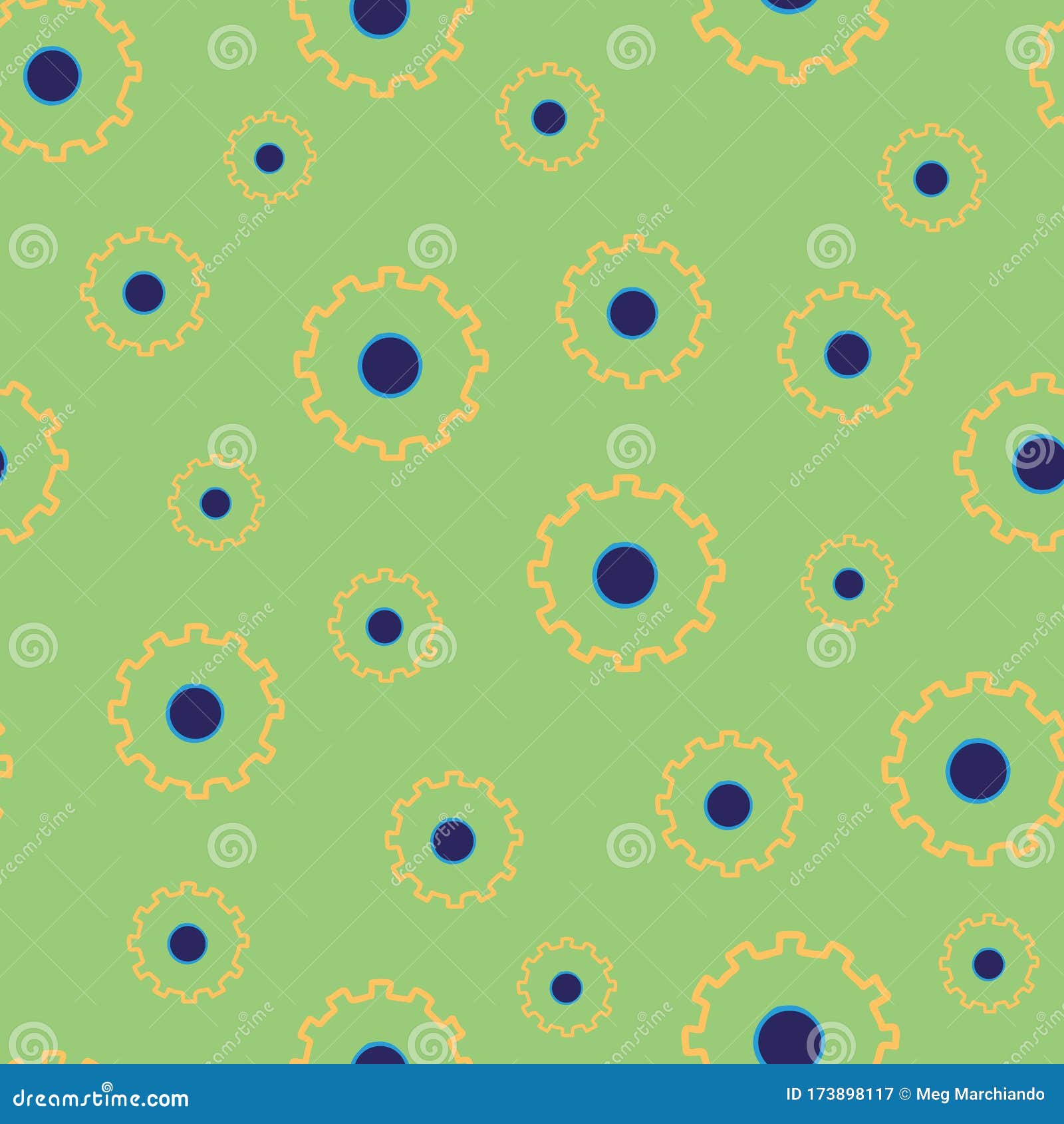 Floating Green Gears on Bright Green Background Vector Repeat Pattern ...